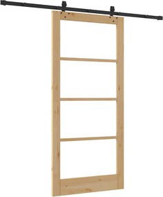 Posuvné dveře Přírodní 93 x 202 cm Masivní borové dřevo a sklo 3332315