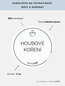 Samolepka na kořenky HOUBOVÉ KOŘENÍ bílá 5 cm základní písmo