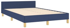 vidaXL Rám postele s čelem modrý 120 x 190 cm textil