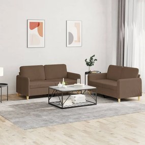2dílná sedací souprava s poduškami hnědá textil 3202089