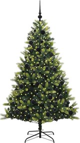 Umělý skládací vánoční stromeček 300 LED Zelená 180 cm PVC a PE 3395992