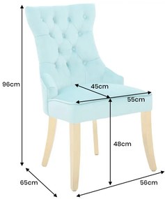 Designová židle Queen světle modrý samet