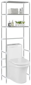 3patrový úložný regál nad WC stříbrný 53 x 28 x 169 cm 282464