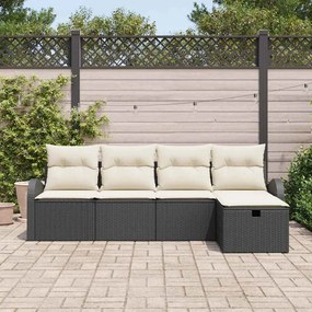 Set pohovek 5 ks Černá a krémová polyratan 3359056