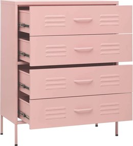 Komoda se zásuvkami růžová 80 x 35 x 101,5 cm ocel 336202