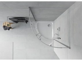 Mexen Rio půlkruhový sprchový kout 90 x 90 cm, Průhledné, Chromovaná + sprchová vanička Flat, Bílá - 863-090-090-01-00-4110