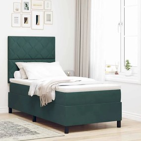 Postel s boxspringem s čelo Tmavě zelená 90 x 190 cm samet 3339869