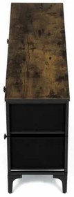 Retro komoda s nápisy 5 zásuvkami 103x30x56 AUK-W2103 BK