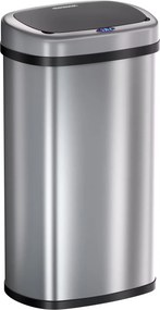 Deuba Bezdotykový hranatý odpadkový koš s USB 58 L - stříbrný