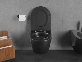 Mexen Lena, závěsná WC mísa 490x360x340 mm, Rimless Tornádo, černá matná, 3322XX85T
