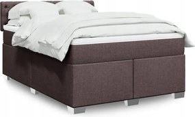 Box Spring Postel S Matrací Textil Tmavě Hnědá Prošívaný design 160 x 200