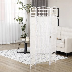 HOMCOM 3-panelová příčka 120x170 cm skládací rozdělení místnosti s dekorací z papírního lana a dřevěným rámem pro ložnici a obývací pokoj