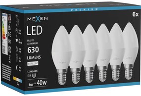 Mexen Nova 6x LED žárovka E14, C37, 6W, Neutrální - 4000K, 630 lm - L102-E14-0640-01x06