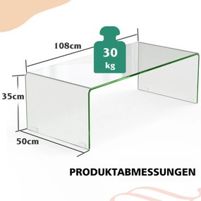 Costway Konferenční stolek skleněný ve tvaru U z tvrzeného – 108 × 50 × 35 cm