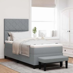 Postel s boxspringem s čelo Světle šedá 90 x 190 cm textil 3344107