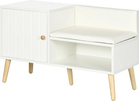 HOMCOM Botník S Lavicí A Poličkou Pro 4 Páře Bot S Polstrovaným Sedákem, 80x33x49 cm, Bílá | Aosom