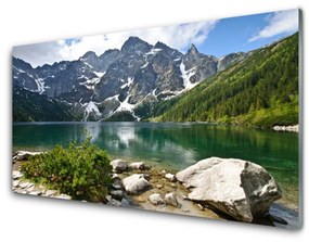 Obraz na skle Jezero Hory Krajina 100x50 cm