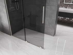 Mexen Velar, sprchová zástěna s posuvnými dveřmi Walk-in 160 x 200 cm, 8mm šedé sklo, broušená ocel, 871-160-000-43-97