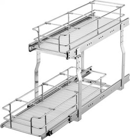 2-vrstvá drátěná výsuvná skříňka pod dřez Organizér 21,6 × 53,3 cm zásuvkový koš