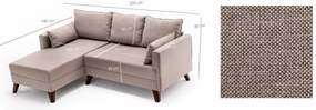Hanah Home Dvoumístná pohovka BELLA krémová levá 205 cm s taburetem 825BLC1510