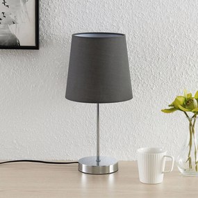 Lindby Leza stolní lampa chrom, stínidlo šedé