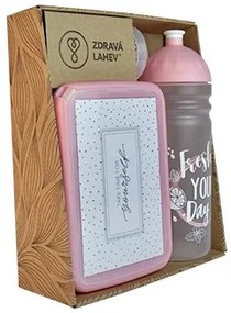 set R&B box a lahev FRESH 2v1 růžová 700ml