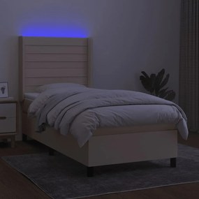 Box spring postel s matrací a LED krémová 100x200 cm textil 3138378