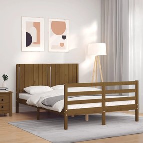 Rám postele s čelem medově hnědý 140 x 200 cm masivní dřevo,  3194769 HangarStore.cz
