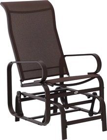 Zahradní houpací křeslo Outsunny - Relaxační křeslo do zahrady - Kovové houpací křeslo pro terasu a balkón - Textilin Hnědá 60 x 73 x 104 cm | Aosom