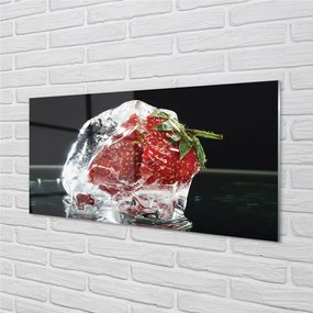 Obraz na skle Jahody v ledu kostka 125x50 cm
