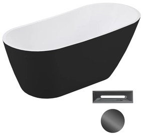 Besco Akrylátová volně stojící vana Melody BW 150x80 (170x80) Barva: Bílá/černá, Rozměry (cm): 170x80, Typ a barva výpustě: Click-Clack s přepadem, grafit