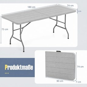 Costway Zahradní stůl s HDPE stolní deskou a rukojetí, skládací