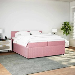 Box spring postel s matrací růžová 200x200 cm samet 3287835