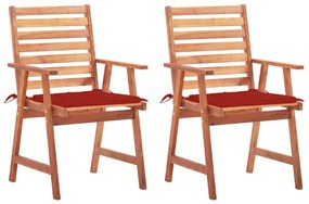 Zahradní jídelní židle 2 ks s poduškami masivní akáciové dřevo,  3064326