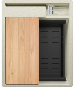 Primagran Kuchyňský dřez granitový jednokomorový bez odkapávače a prostoru pro příslušenství a desku Oslo 45 Pocket Multilevel + Dárek