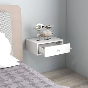 HOMCOM Sada 2 Nástěnných Nočních Stolků - Sada 2 Nočních Stolků - Boční Police a Zásuvka - 55D x 30Š x 15V cm - Bílá Dřevěná | Aosom