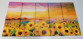 5-dílný obraz slunečnicové pole