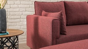 Hanah Home Dvoumístná pohovka BELLA vínová pravá 205 cm s taburetem 825BLC1519
