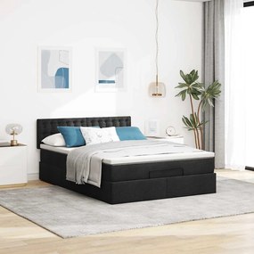 Osmanský postel s matrací černá 140x200 cm textil 3311631