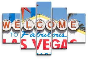 Sablio Obraz - 5-dílný Welcome to Las Vegas - 125x90 cm