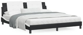 Rám postele s LED osvětlením černý a bílý 180x200 cm umělá kůže