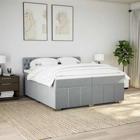 Box spring postel s matrací světle šedá 200 x 200 cm textil 3289482