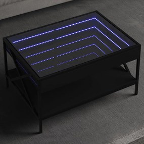 Konferenční stolek s Infinity LED černý 70 x 50 x 38 cm