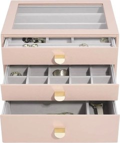 Krabička na šperky Stackers se 3 zásuvkami classic růžová
