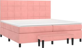 Box spring postel s matrací růžová 200x200 cm samet 3137868