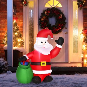 HOMCOM Vánoční dekorace Nafukovatelný Santa Claus venkovní vánoční dekorace, včetně ventilátoru, 1,2 m, červená + bílá