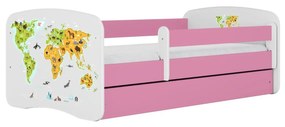 Dětská postel Babydreams mapa světa růžová
