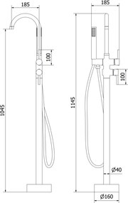 Mexen Alma Volnostojící vanová baterie, Zlatá, 75033-50