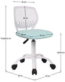 Dětská židle PIXIE - kov, polyester, neomint / bílá