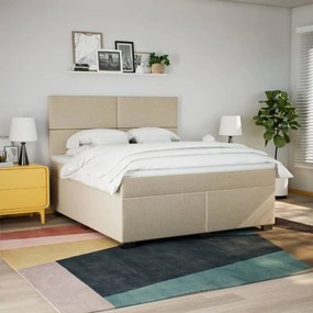Box spring postel s matrací krémová 180x200 cm textil 3292865